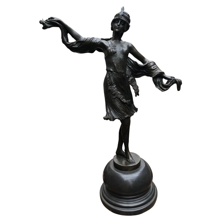 Art Deco Bronze Turkish Dancer Statue Signed Kernalan, 20th Century at ...