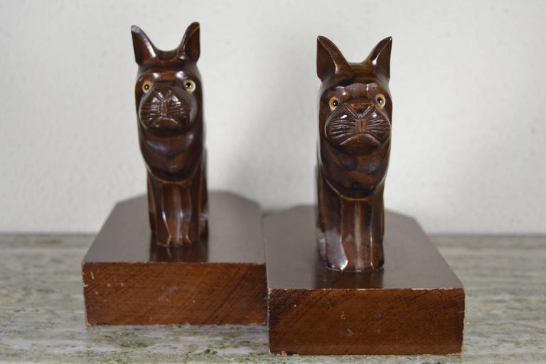 Art Deco Bulldog Bookends, Wood, Europe at 1stDibs