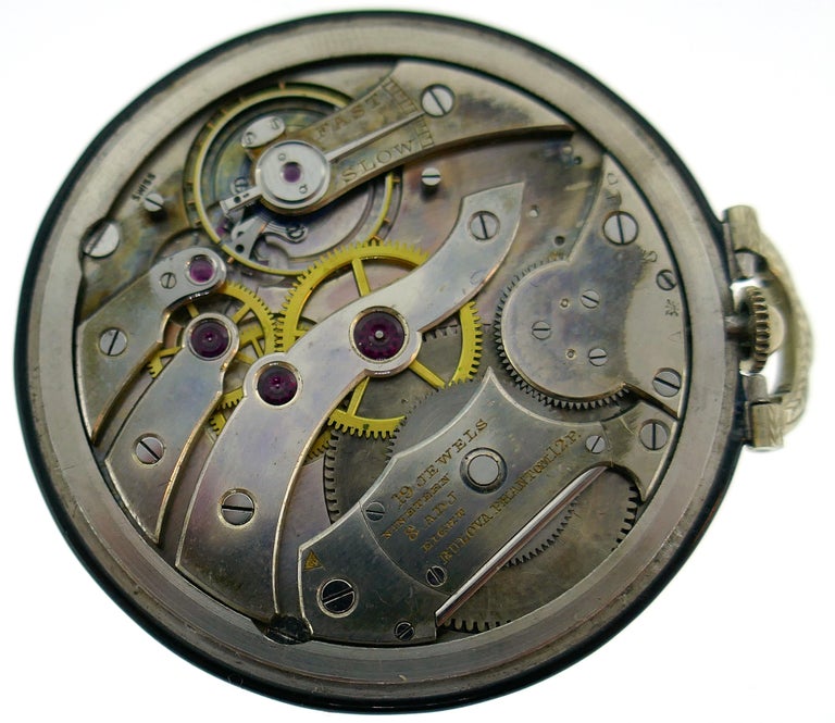 Art Deco Bulova Diamond Platinum Watch Pendant For Sale at 1stDibs