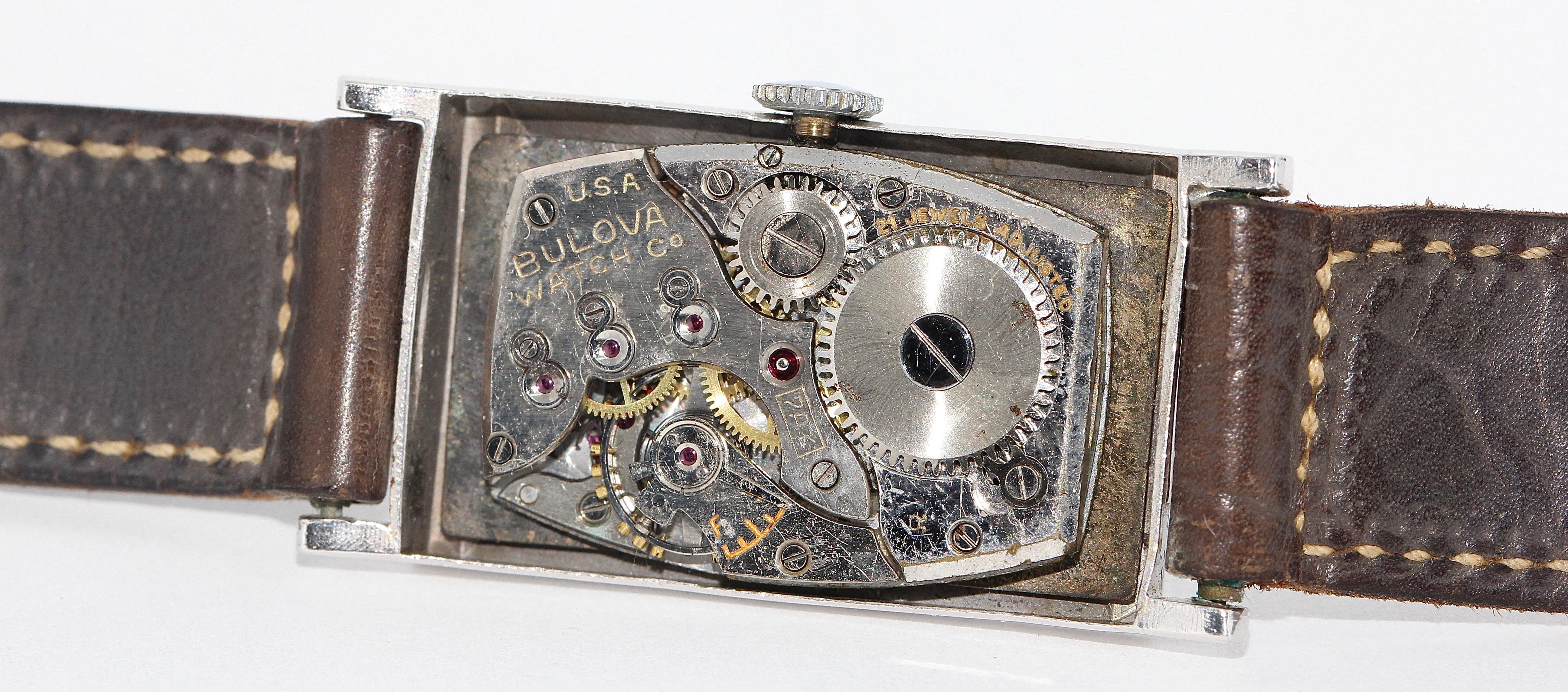 Art Deco Bulova USA Watch Co. Platinum Doctors Wristwatch with Diamond ...