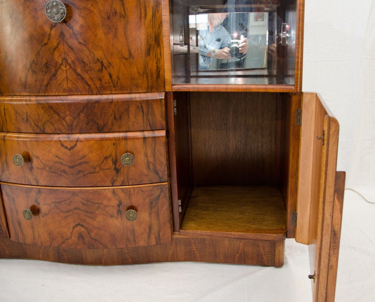Art Deco Burl Walnut English Bar Cocktail Cabinet, "Beautility" at ...