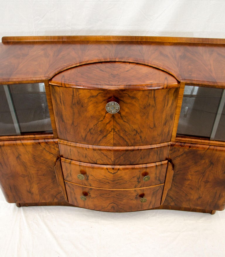 Art Deco Burl Walnut English Bar Cocktail Cabinet, "Beautility" at ...