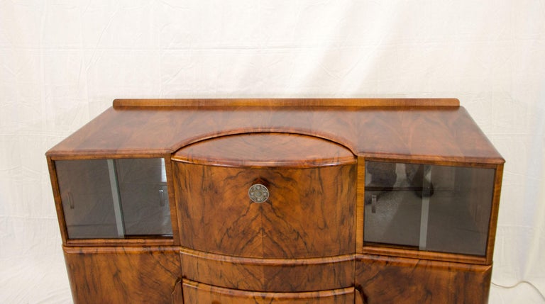 Art Deco Burl Walnut English Bar Cocktail Cabinet, "Beautility" at ...