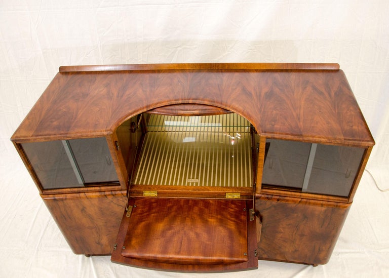 Art Deco Burl Walnut English Bar Cocktail Cabinet, "Beautility" at ...