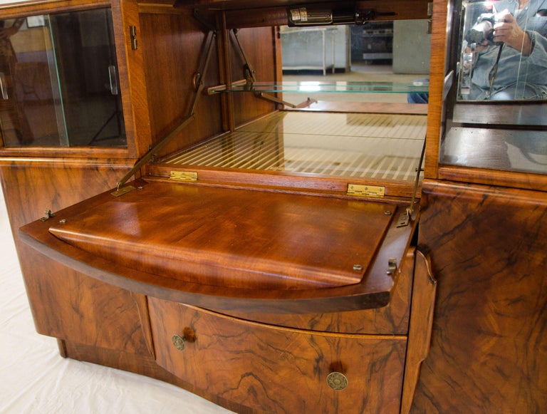 Art Deco Burl Walnut English Bar Cocktail Cabinet, "Beautility" at ...