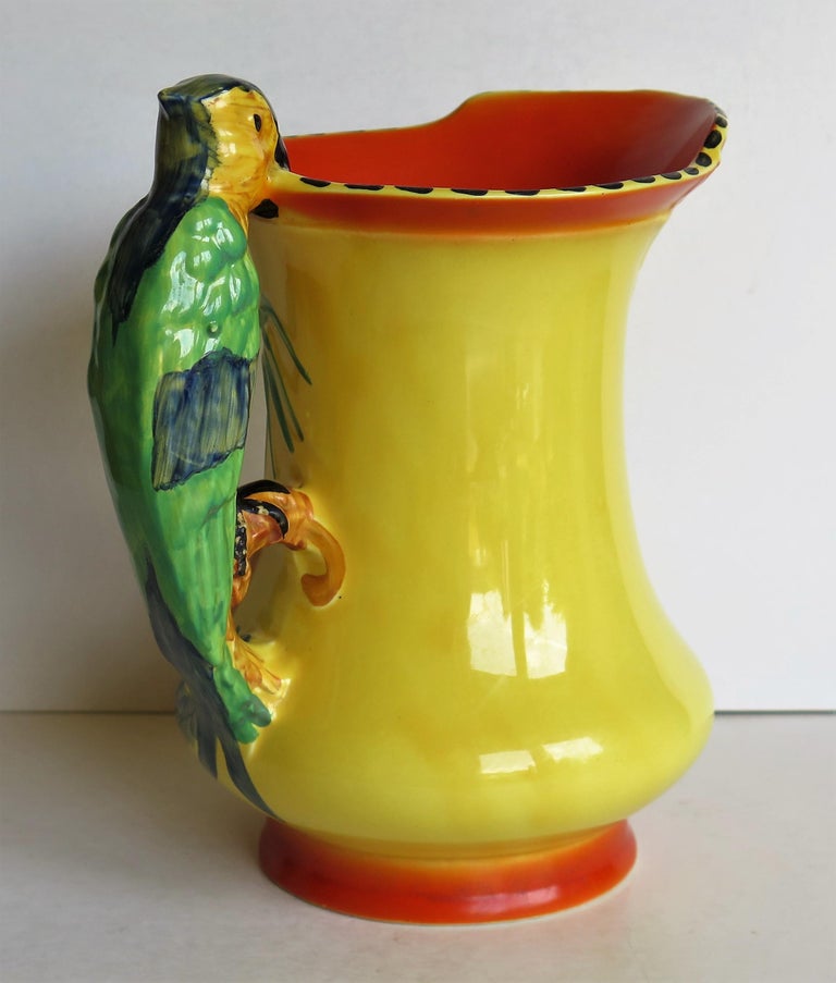 Art Deco Burleigh Ware Pottery Jug or Pitcher Parrot Handle Hand ...