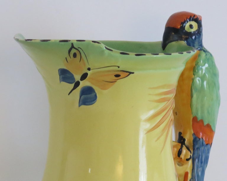 Art Deco Burleigh Ware Pottery Jug or Pitcher Parrot Handle Hand ...