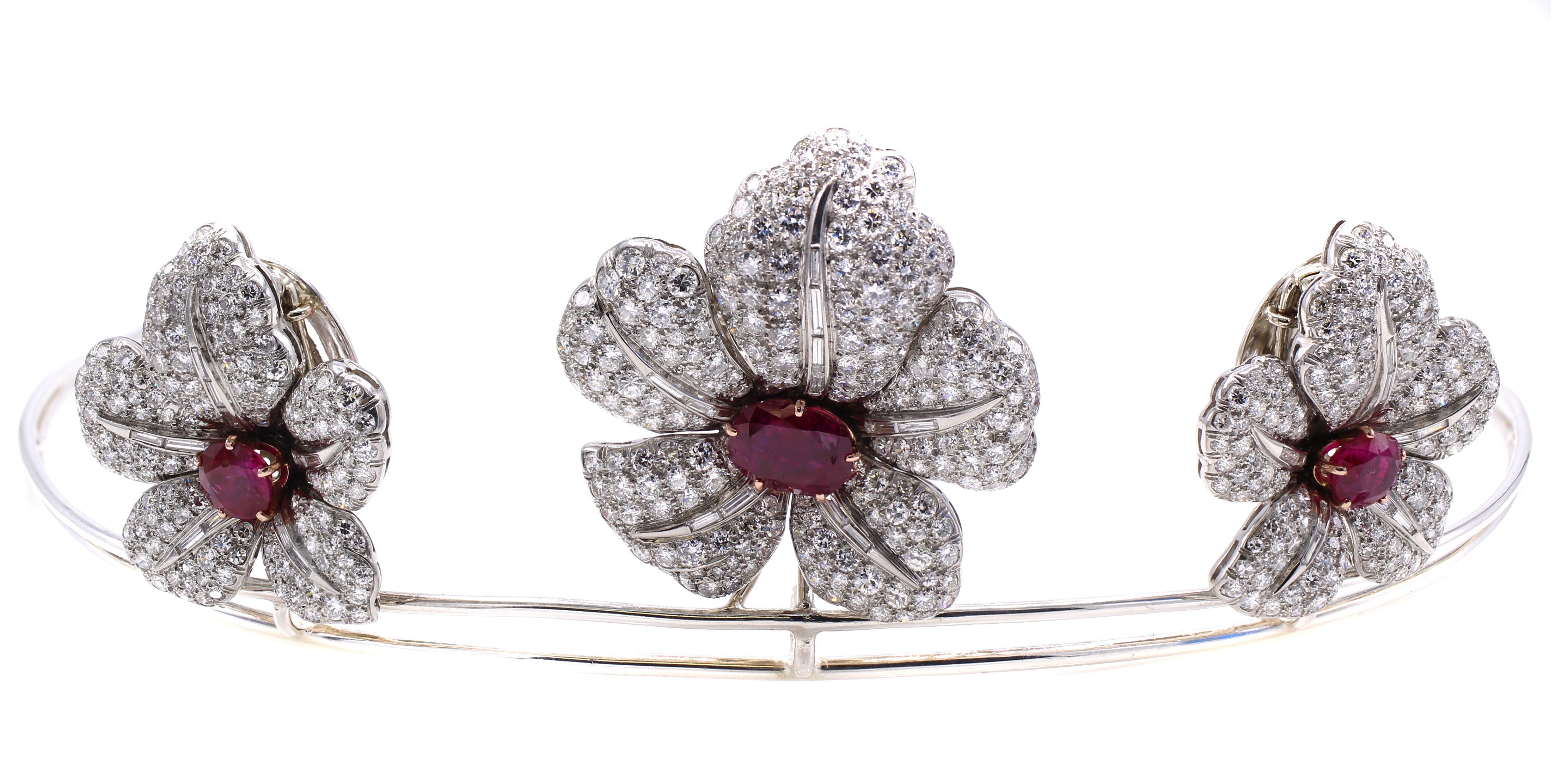 Art Deco Burma Ruby Diamond Clip Pin at 1stDibs