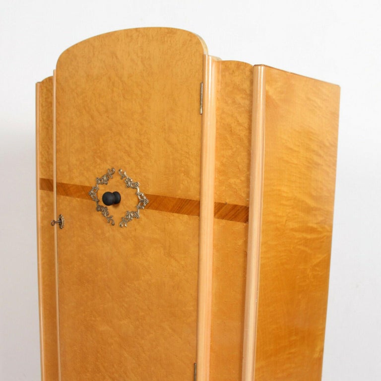 Art Deco Burr Maple Wardrobe Gents Compactum For Sale at 1stDibs