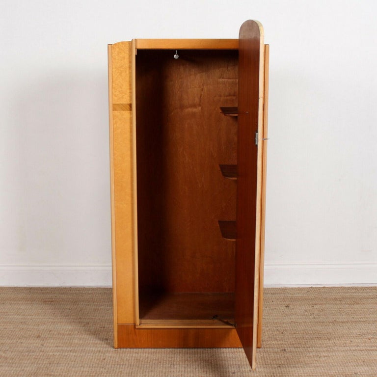 Art Deco Burr Maple Wardrobe Gents Compactum For Sale at 1stDibs