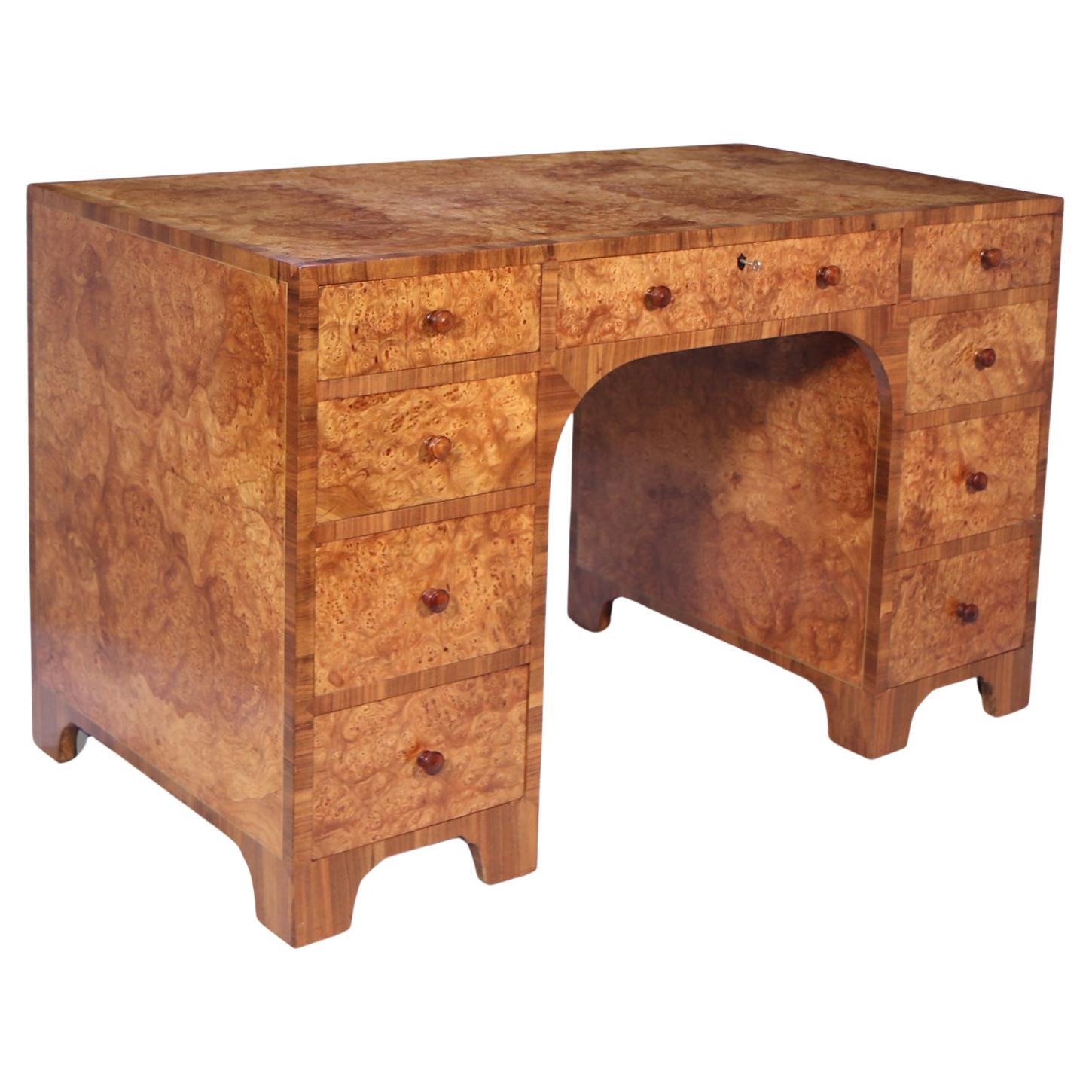 Kittinger Semi-Circular Dropleaf Walnut Desk at 1stDibs