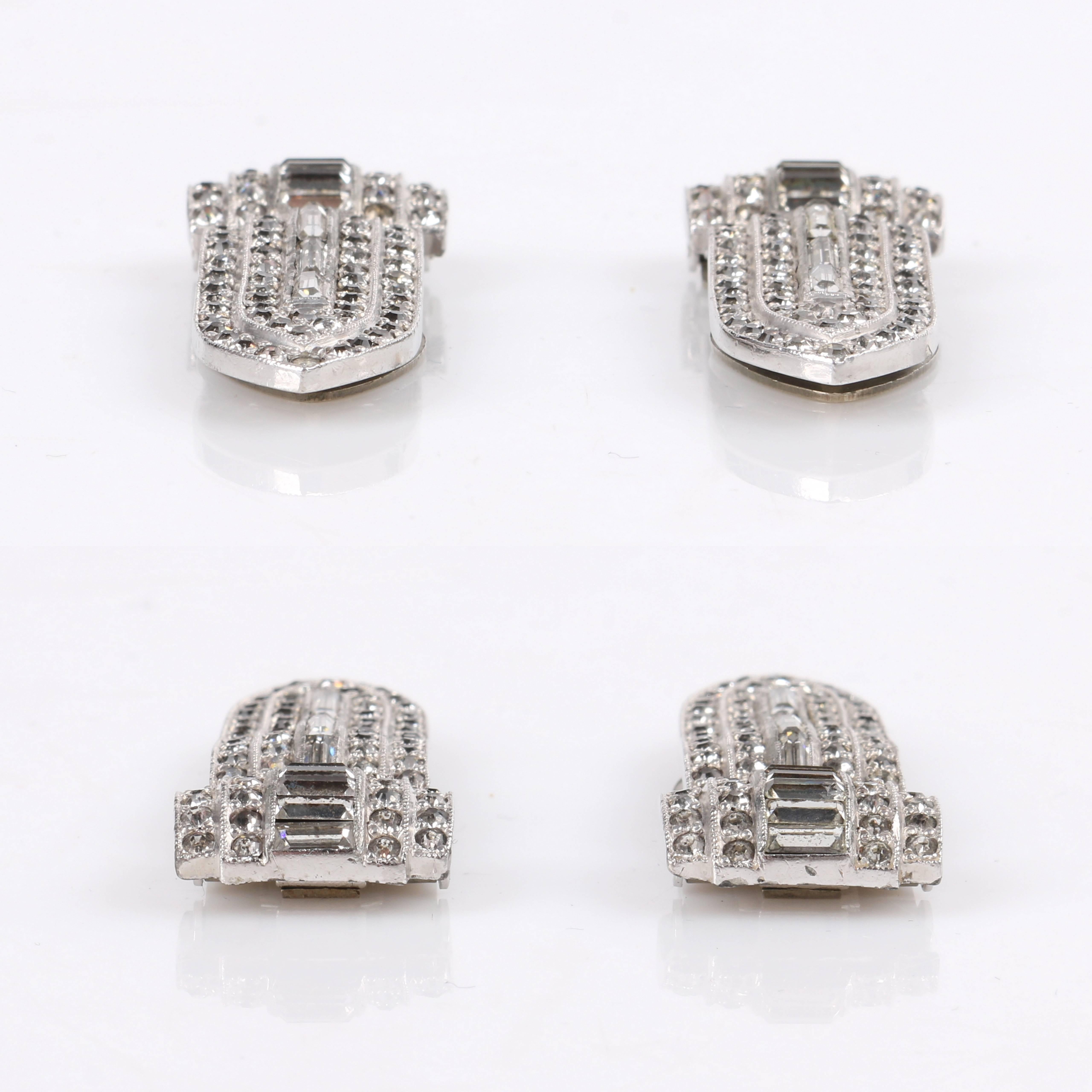 ART DECO c.1930's 2 Piece Palladium Silver Diamond Crystal Dress Fur ...