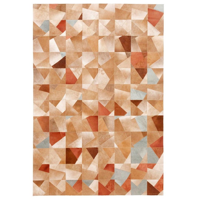 Art Deco Caramel Faceta Customizable Cowhide Area Floor Rug Extra Large ...