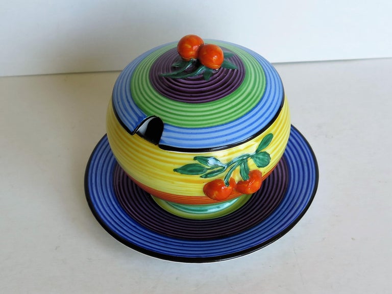 Art Deco Carlton Ware Pottery Jam Pot Lid and Stand fully marked, Circa ...