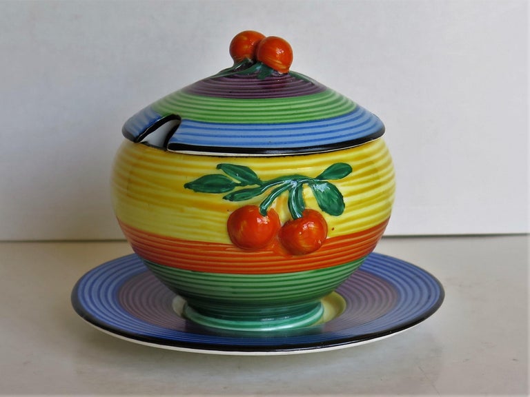 Art Deco Carlton Ware Pottery Jam Pot Lid and Stand fully marked, Circa ...