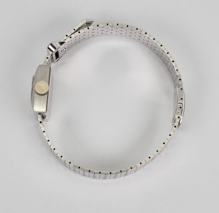 Art Deco Cartier 14 Karat White Gold Diamond Bracelet Concord Watch ...
