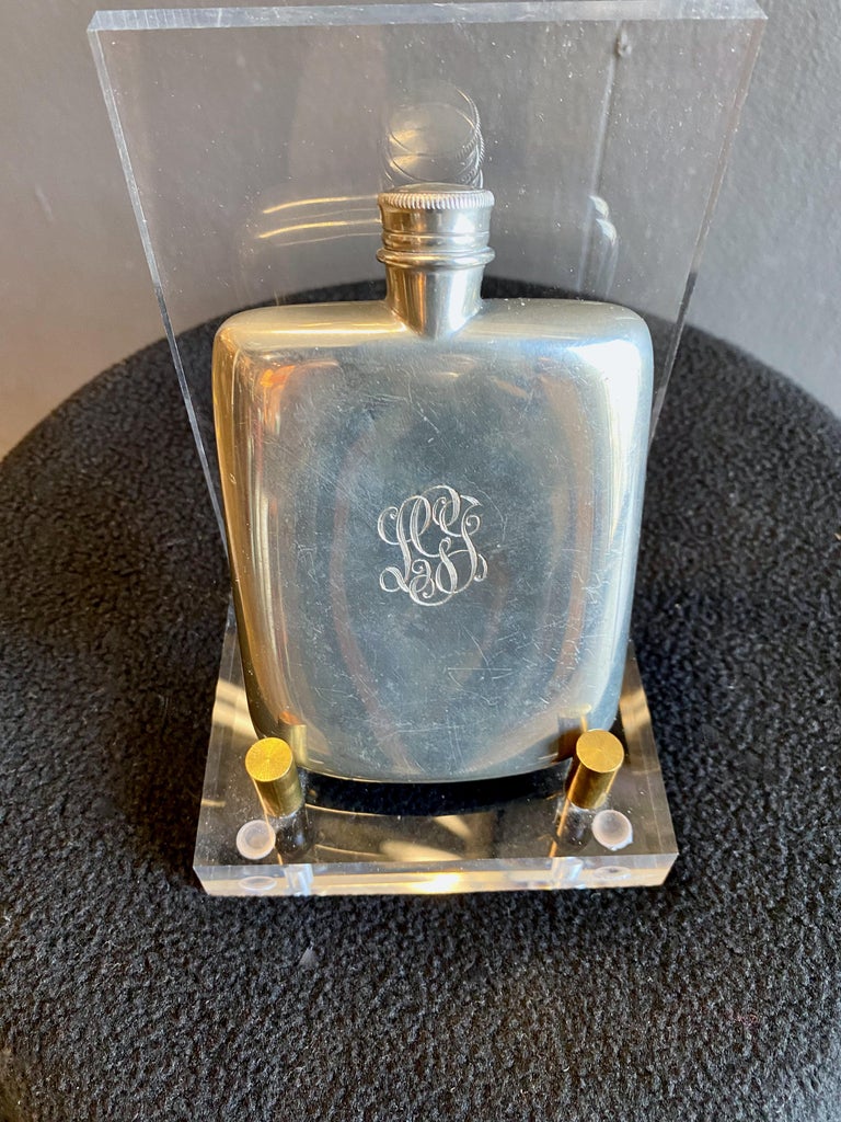 Art Deco Cartier Pewter Hip Flask For Sale at 1stDibs