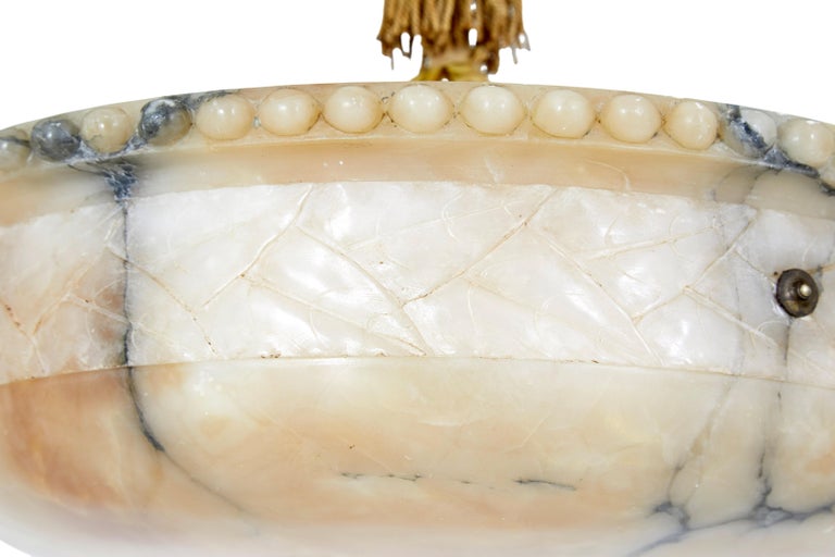 Art Deco Carved Alabaster Pendant Light For Sale at 1stDibs