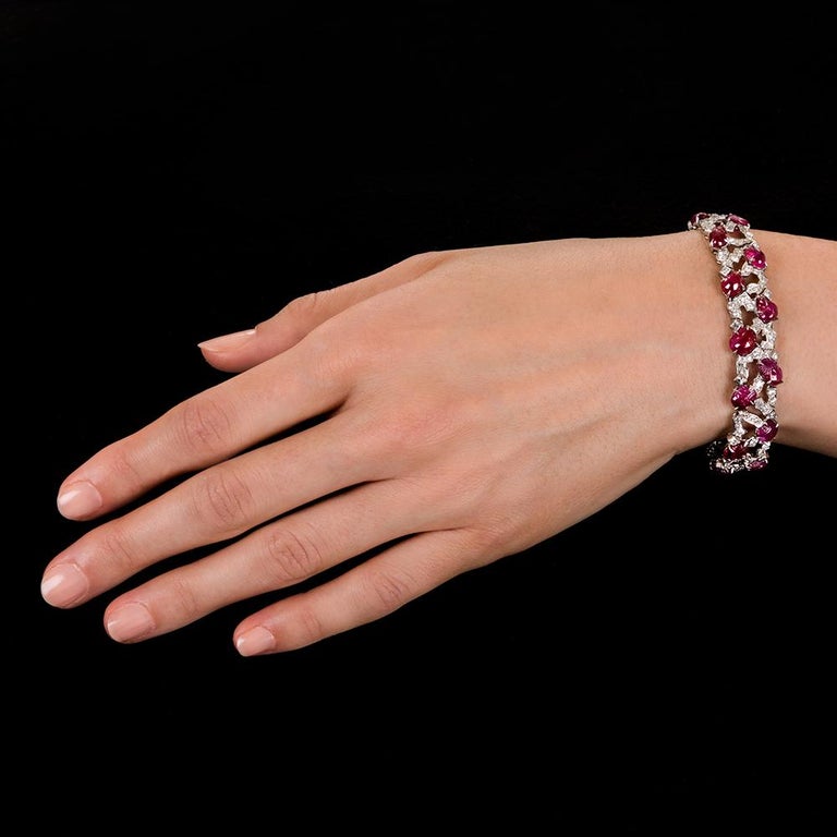 Art Deco Carved Ruby and Diamond Bracelet by Trabert and Hoeffer ...