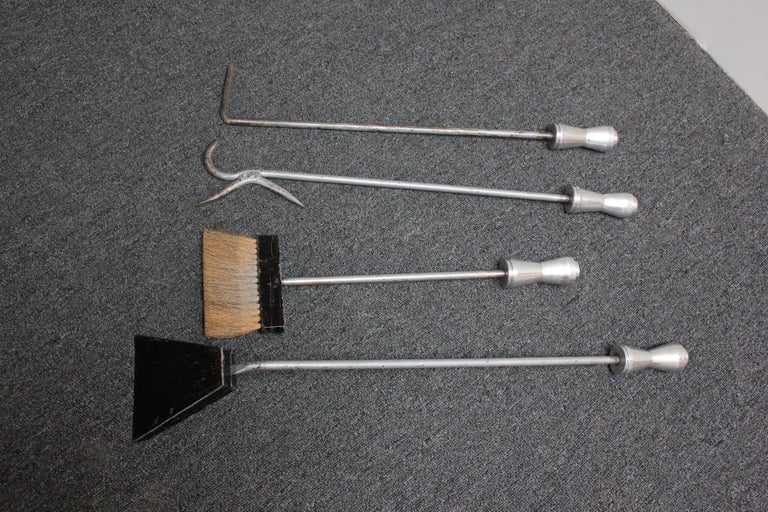 Art Deco Cast Aluminum, Bakelite and Steel Fire Tools For Sale at 1stDibs