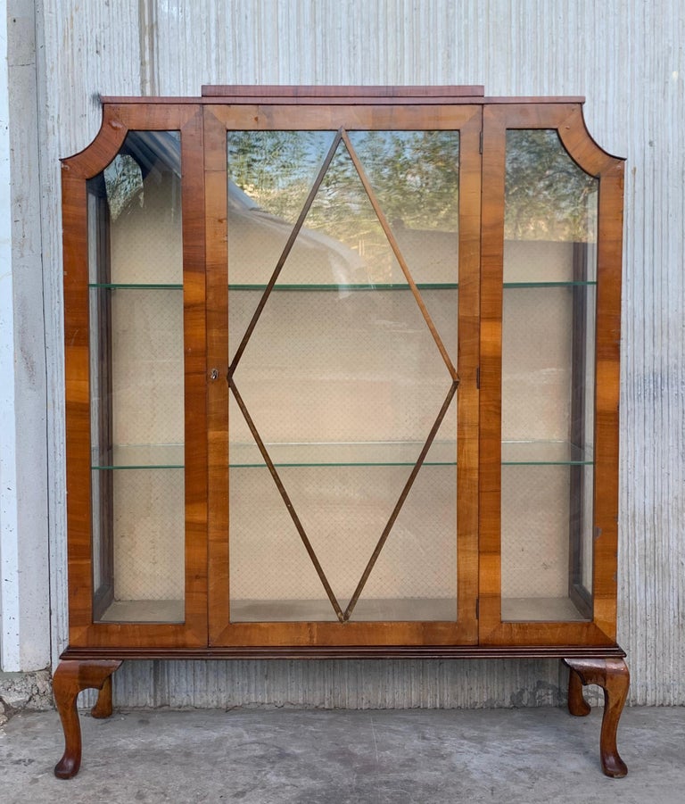 Art Deco Cathedral Display Cabinet with Cabriole Legs Vitrine circa 1930 For Sale at 1stDibs art deco curio cabinet vitrine art deco vitrine display