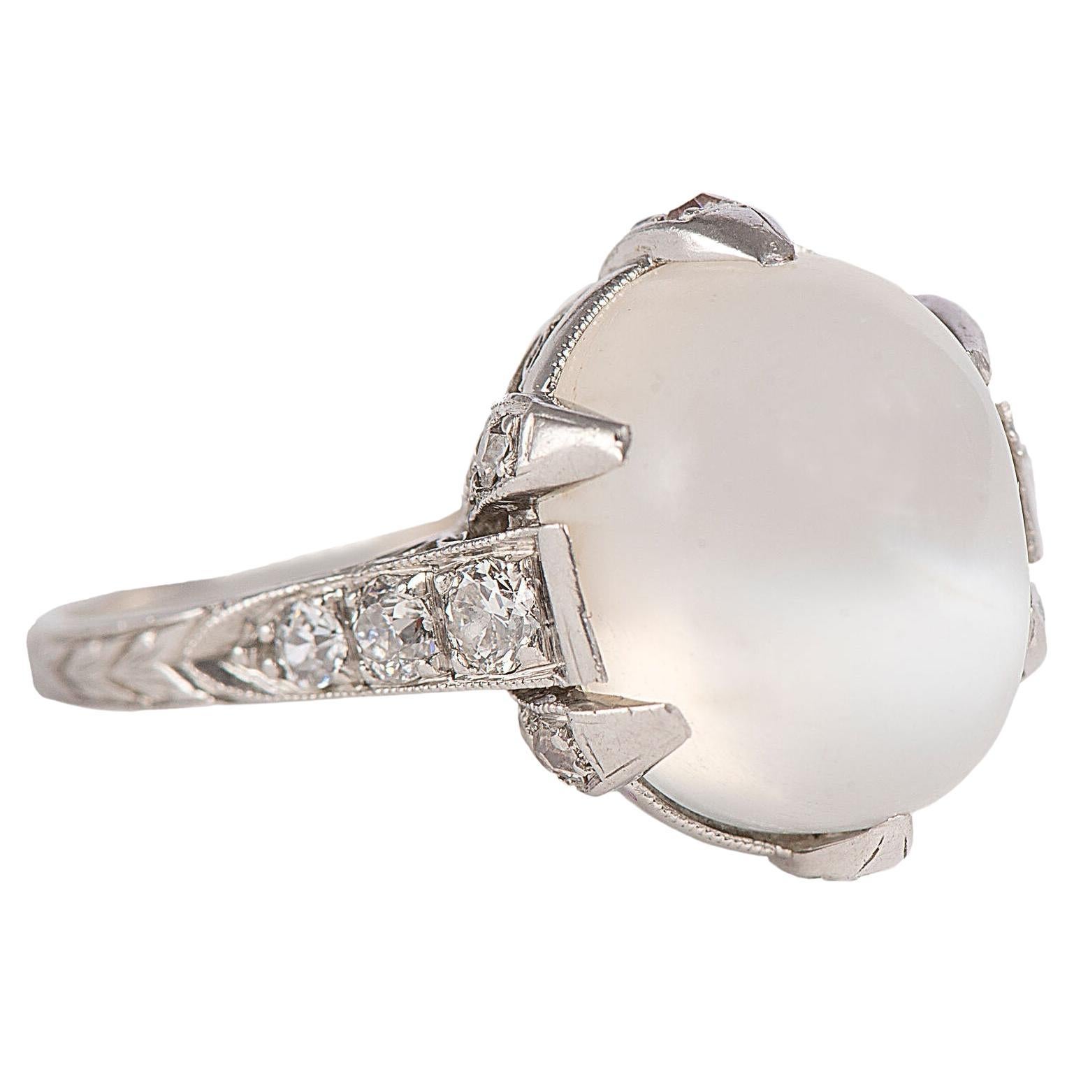 Moonstone And Pearl Engagement Rings