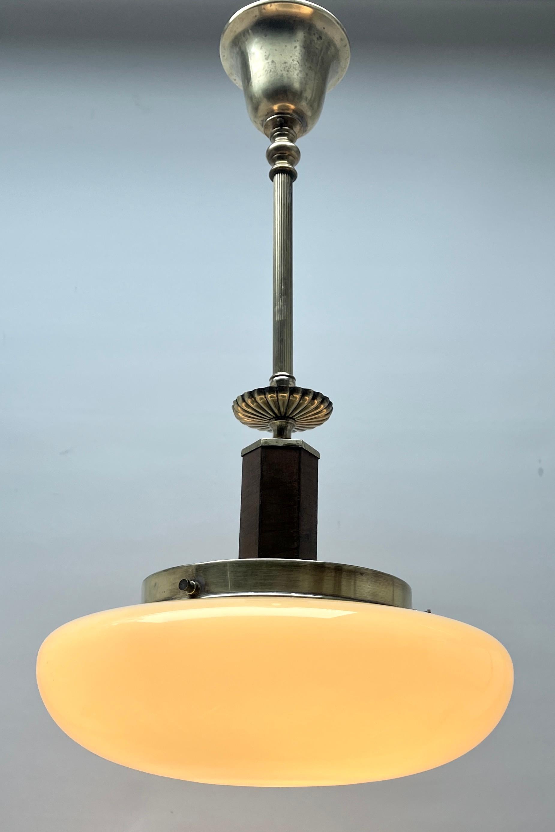 Art Deco Ceiling Lamp, Scailmont Belgium Glass Shade, 1930s For Sale at ...