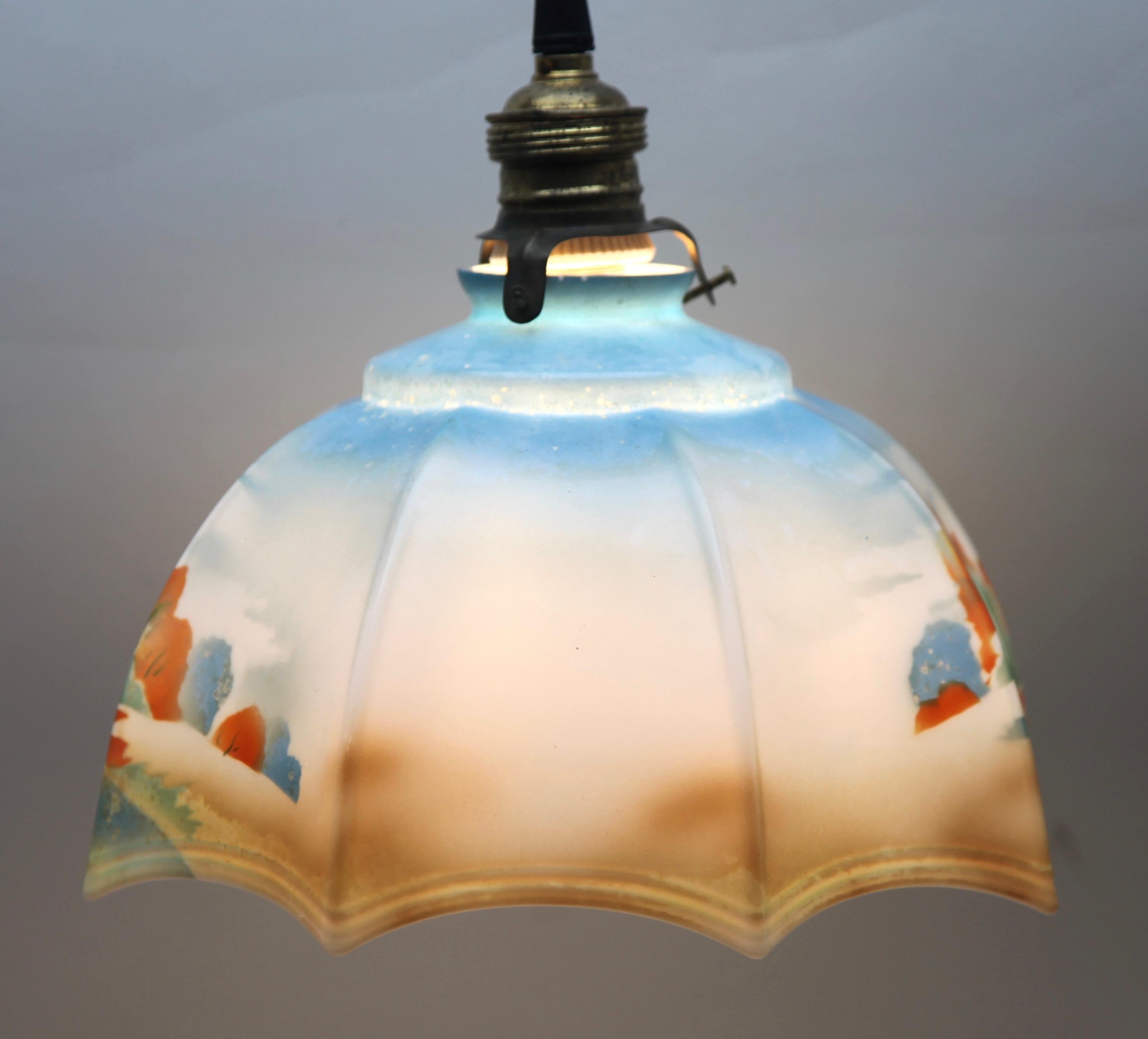 Art Deco Ceiling Lamp, Scailmont Belgium Glass Shade, 1930s For Sale at ...