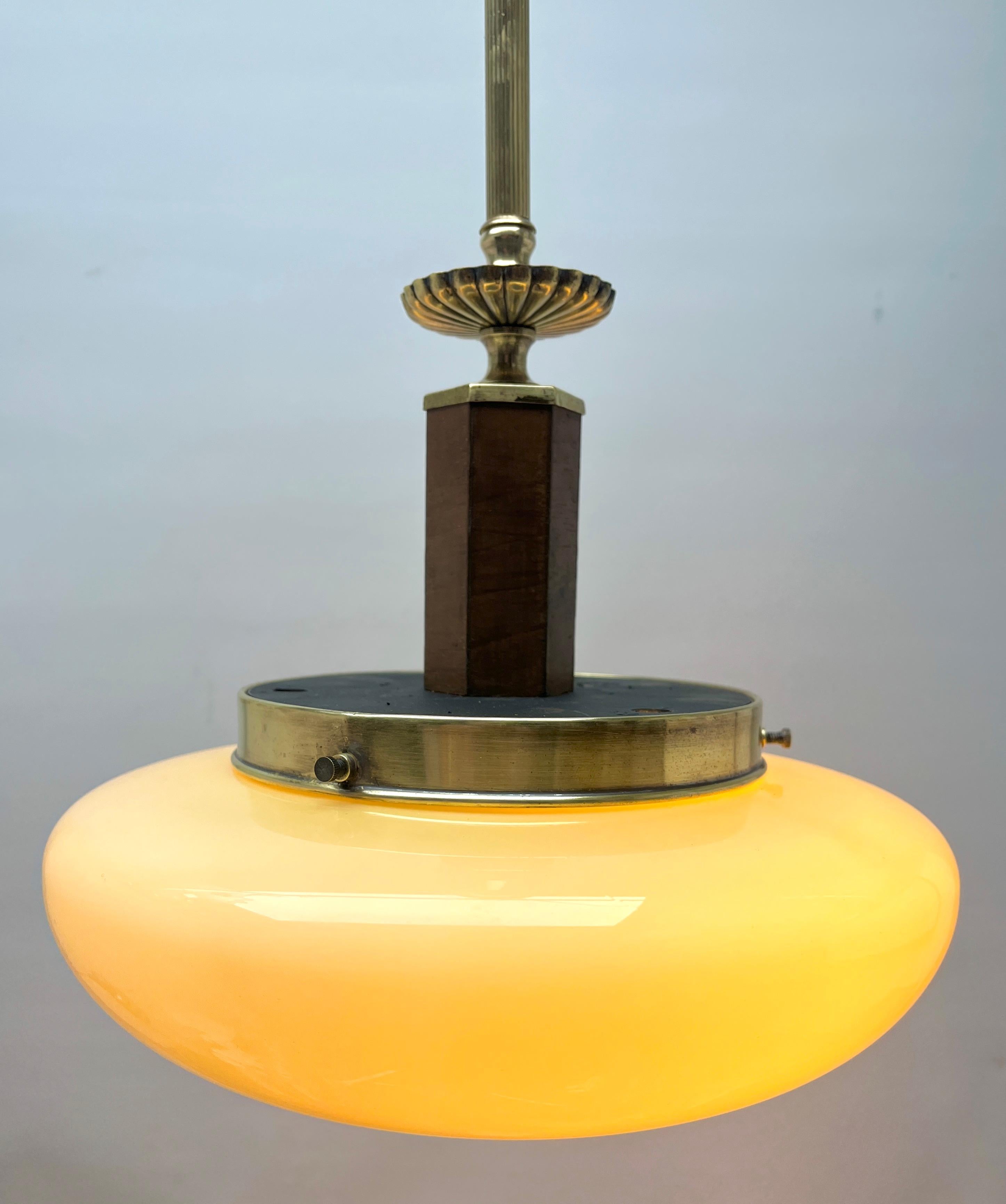 Art Deco Ceiling Lamp, Scailmont Belgium Glass Shade, 1930s For Sale at ...