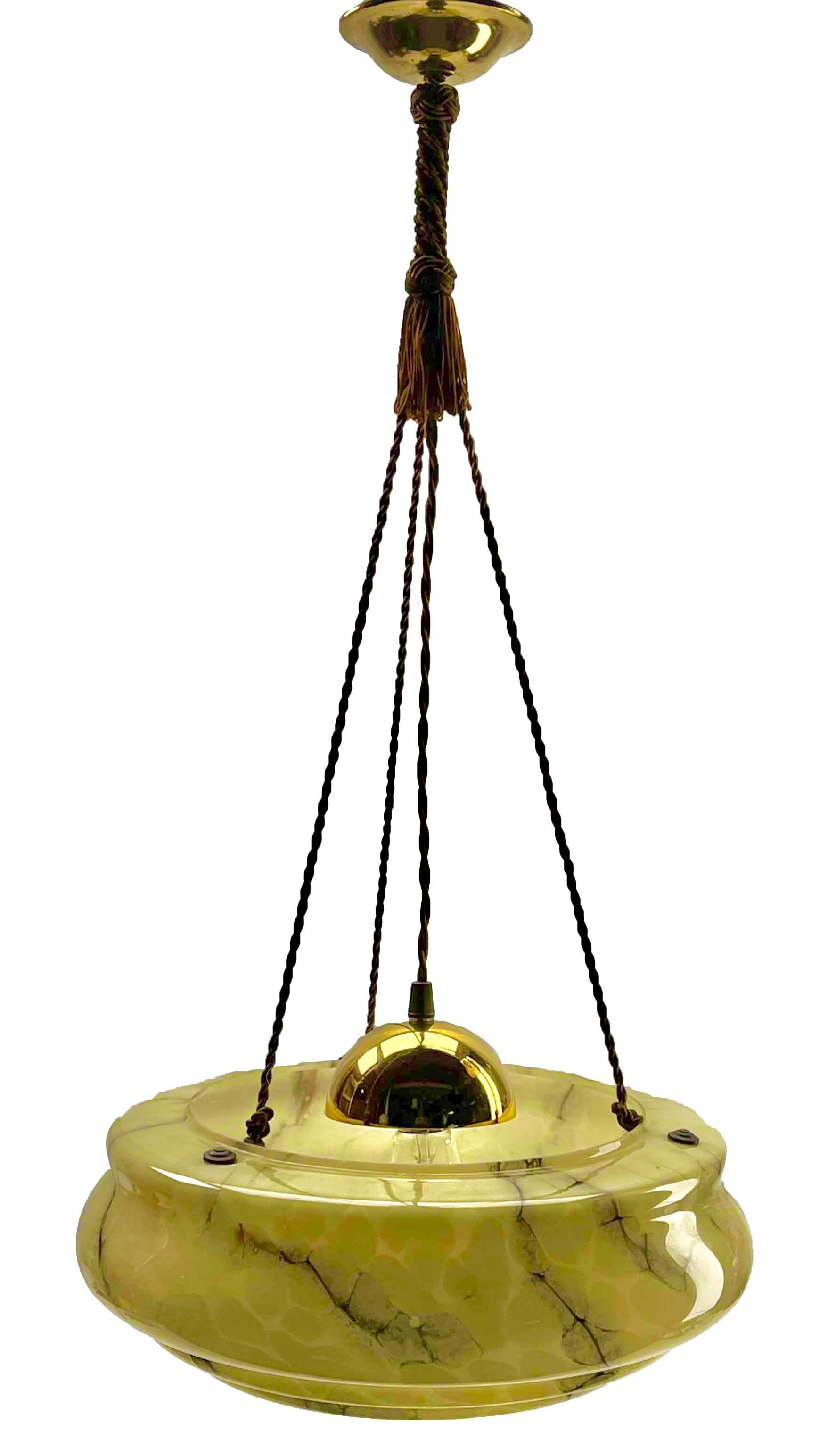 Art Deco Ceiling Lamp, Scailmont Belgium Glass Shade, 1930s For Sale at ...