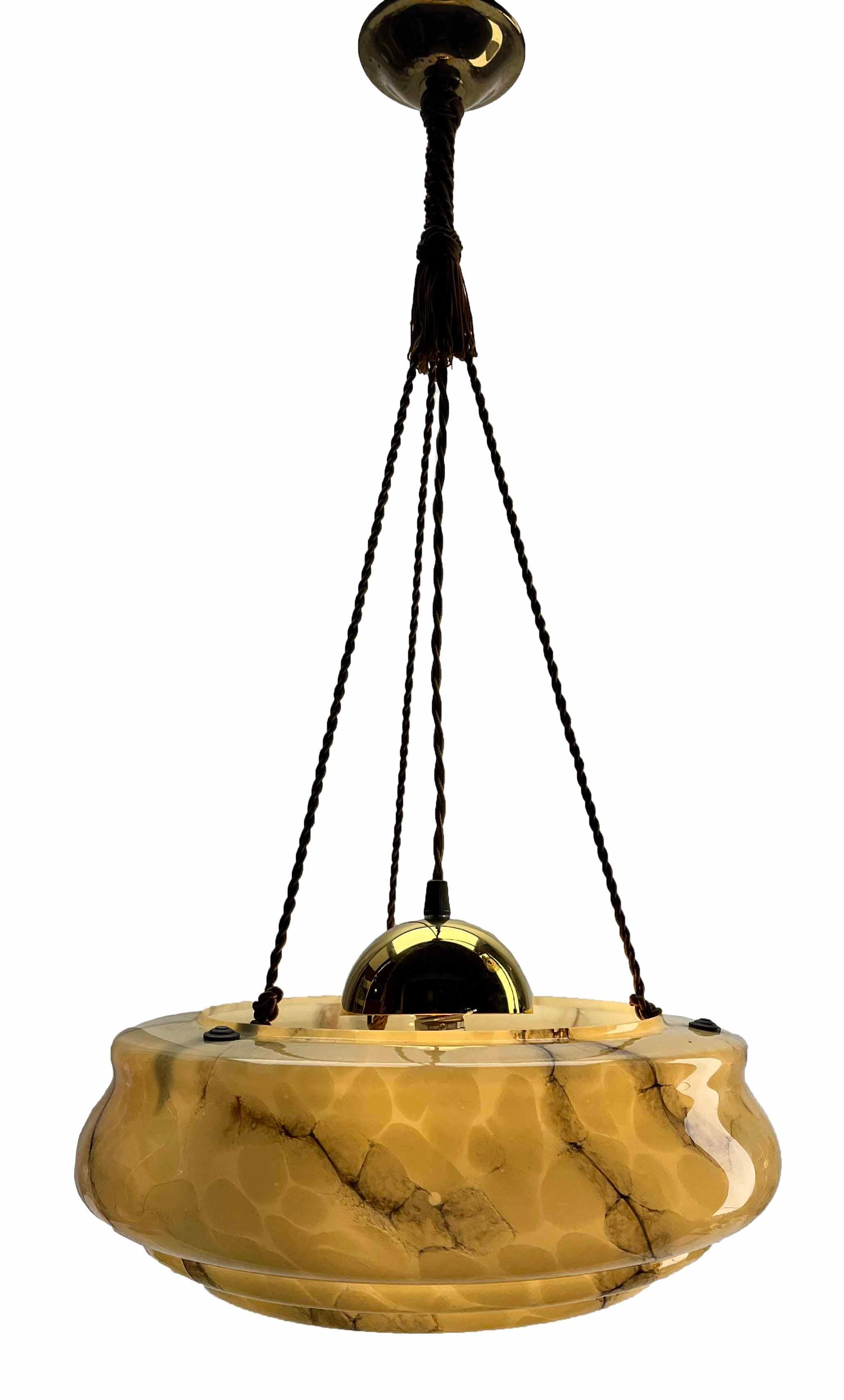 Art Deco Ceiling Lamp, Scailmont Belgium Glass Shade, 1930s For Sale at ...