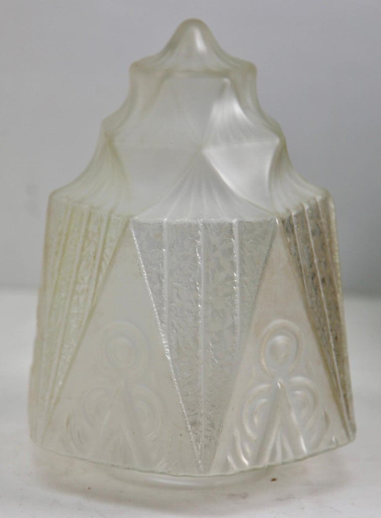 Art Deco Ceiling Lamp, Scailmont Belgium Glass Shade, 1930s For Sale at ...