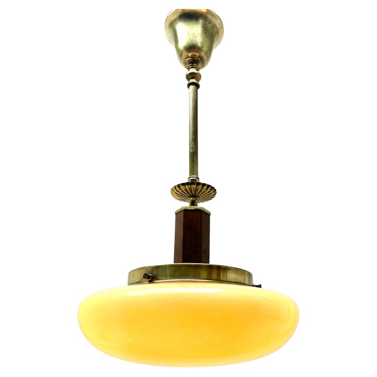 Art Deco Ceiling Lamp, Scailmont Belgium Glass Shade, 1930s For Sale at ...