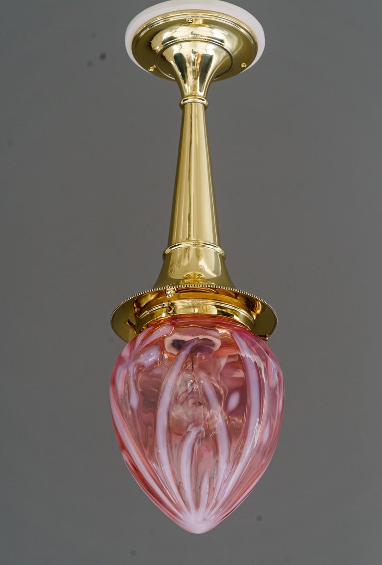 Art Deco Ceiling Lamp with Opaline Glass Shade, Vienna, Around 1920s at ...
