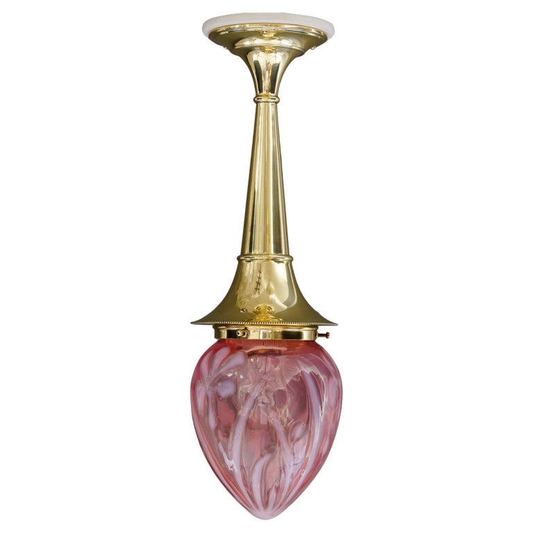 Art Deco Ceiling Lamp with Opaline Glass Shade, Vienna, Around 1920s at ...