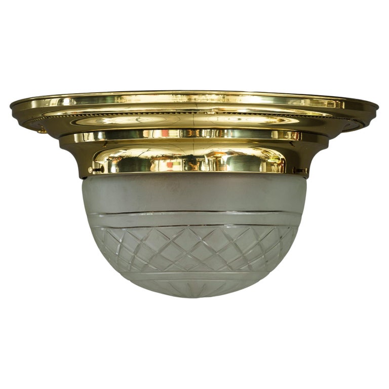 Art Deco Ceiling Lamp with Original Glass Shade Vienna Around 1920s For ...