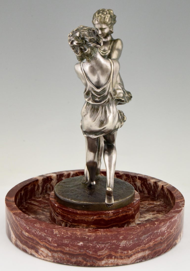 Art Deco Centerpiece with Bronze Sculpture of Dancing Girls Andre ...