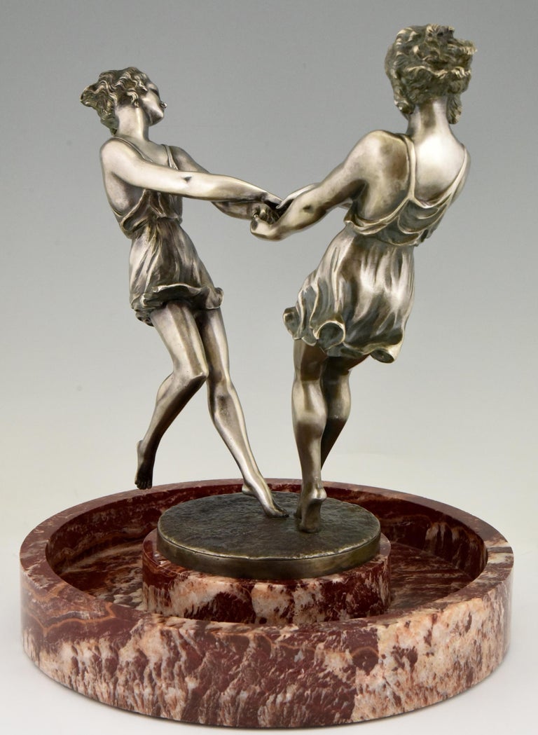 Art Deco Centerpiece with Bronze Sculpture of Dancing Girls Andre ...