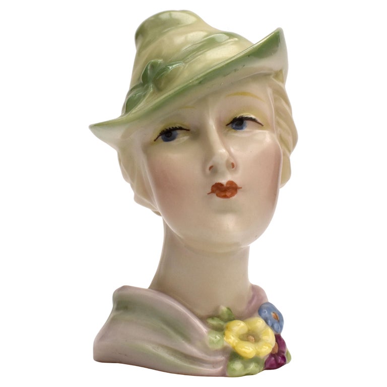 Art Deco Ceramic Bust Figurine, C1930 For Sale at 1stDibs