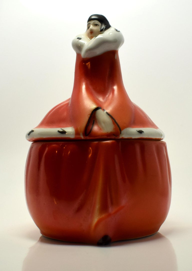 Art Deco Ceramic Powder Box, German, 1930s at 1stDibs