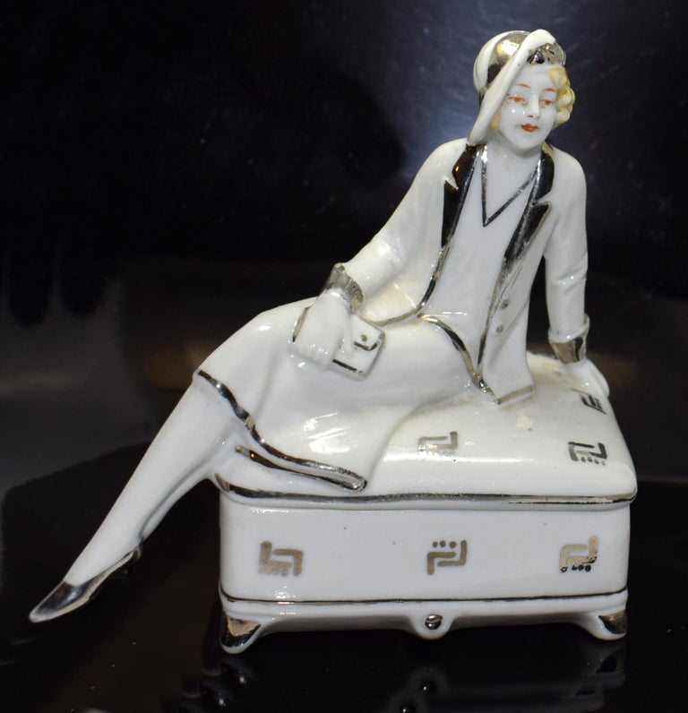 Art Deco Ceramic Powder Box, German, 1930s at 1stDibs | ceramic powder art