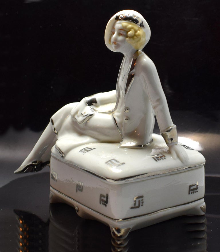 Art Deco Ceramic Powder Box, German, 1930s at 1stDibs | ceramic powder art