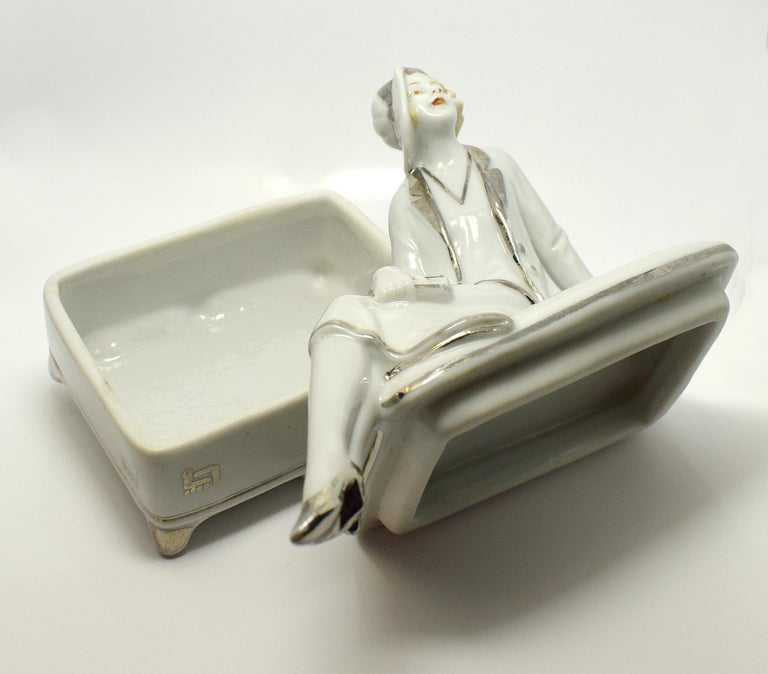 Art Deco Ceramic Powder Box, German, 1930s at 1stDibs | ceramic powder art