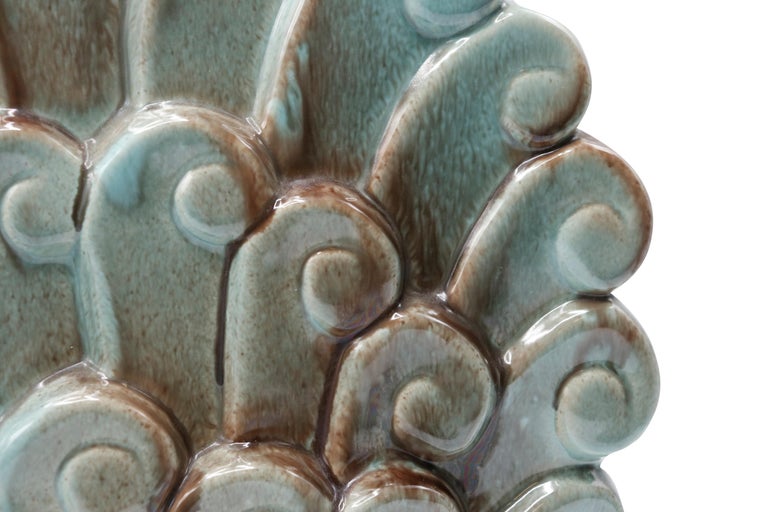 Art Deco Ceramic Shell Vases by Gonder Pottery, a Pair For Sale at 1stDibs