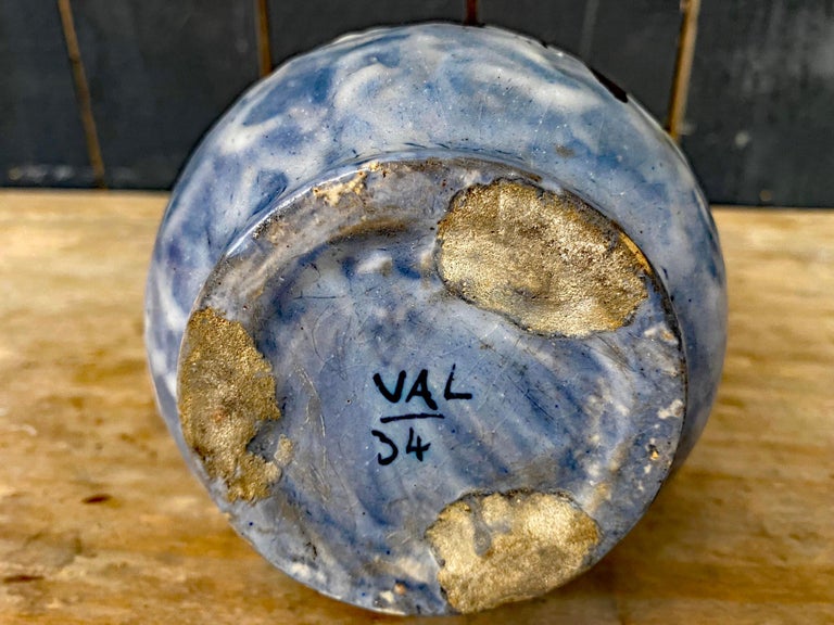 Art Deco Ceramic Vase by Louis Dage, Mount by Eugène Val, Signed and ...