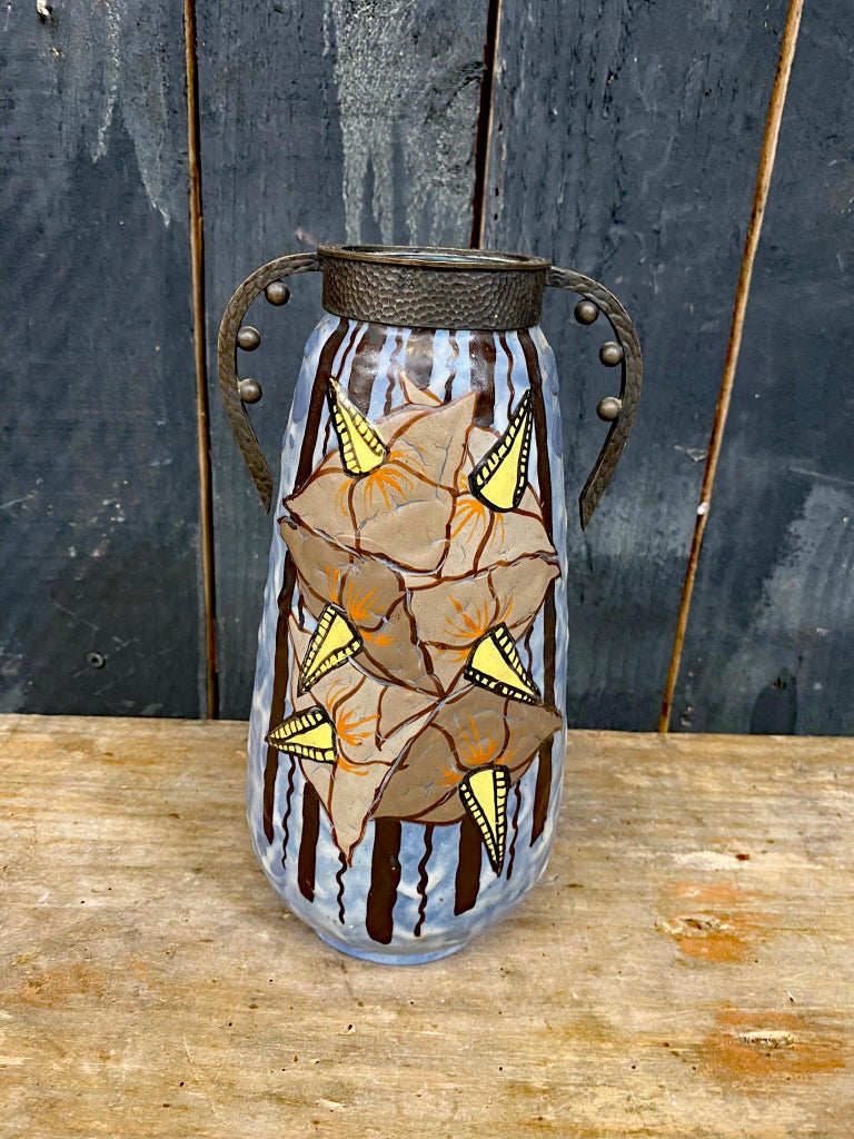 Art Deco Ceramic Vase by Louis Dage, Mount by Eugène Val, Signed and ...