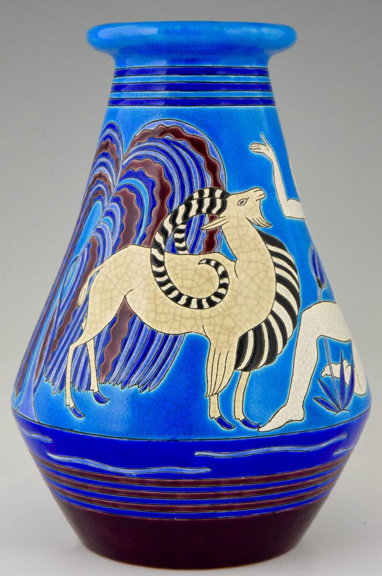 Art Deco Ceramic Vase with Bathing Nudes by Primavera Longwy 1925 ...