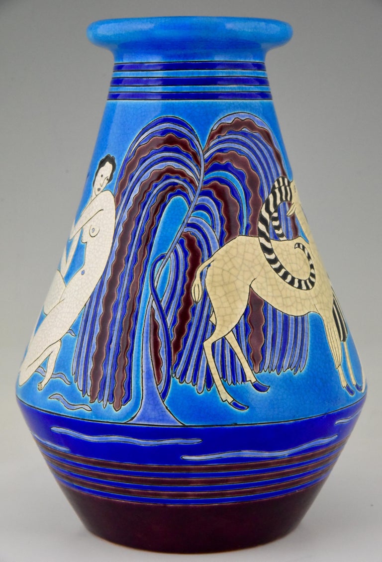 Art Deco Ceramic Vase with Bathing Nudes by Primavera Longwy 1925 ...