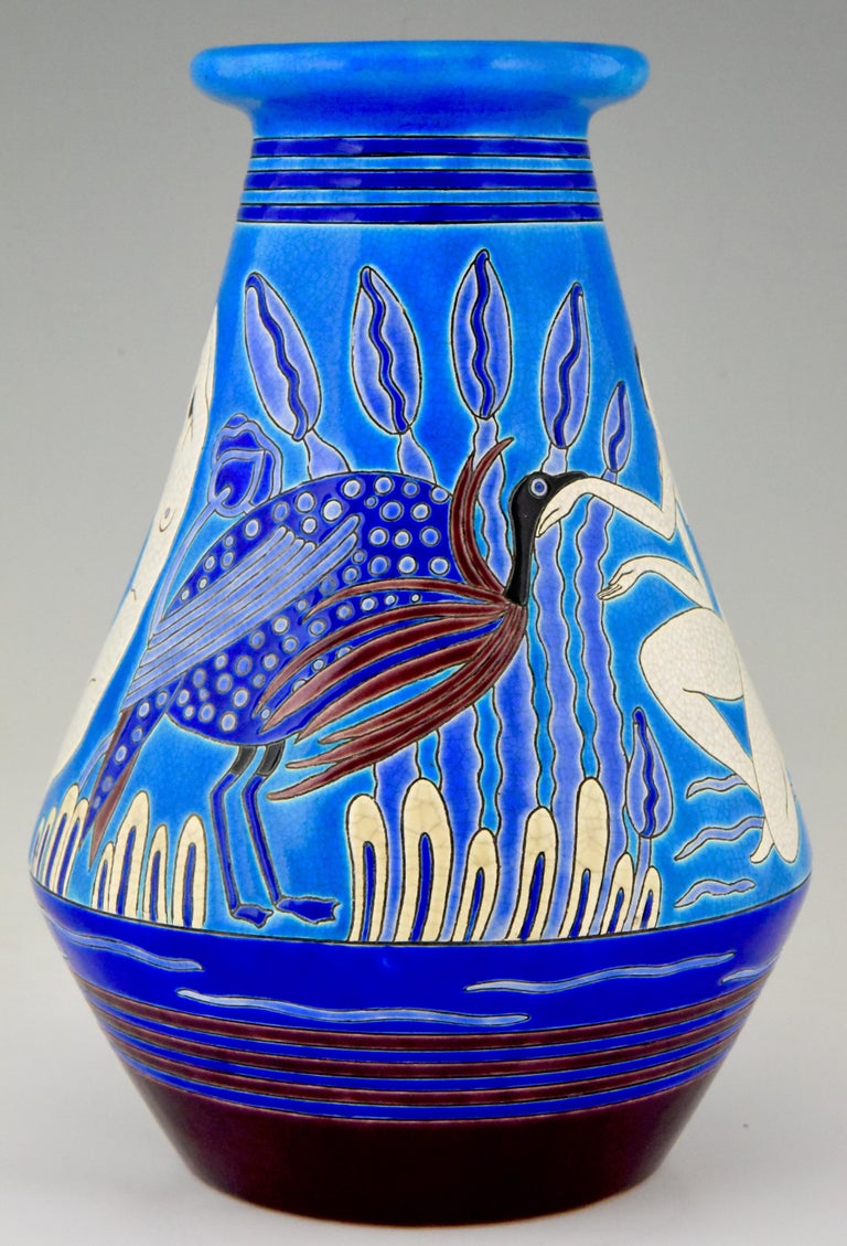 Art Deco Ceramic Vase with Bathing Nudes by Primavera Longwy 1925 ...