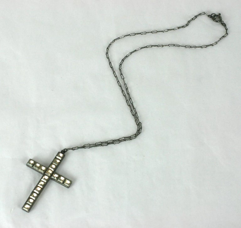 Art Deco Channel Set Cross Necklace at 1stDibs